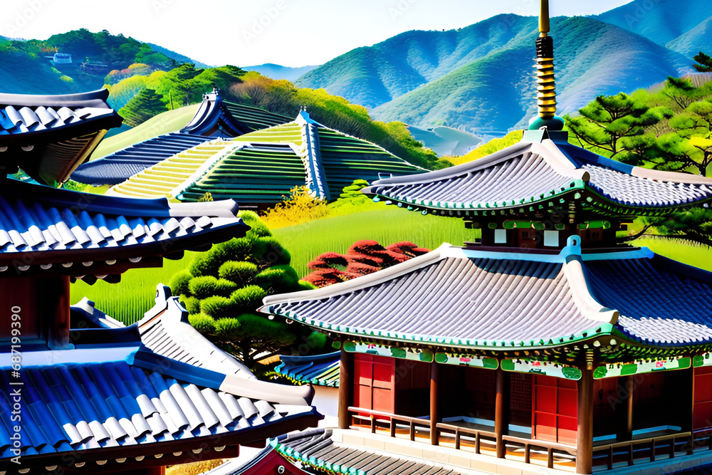 Nestled against a backdrop of rolling hills, the unique architecture of ...
