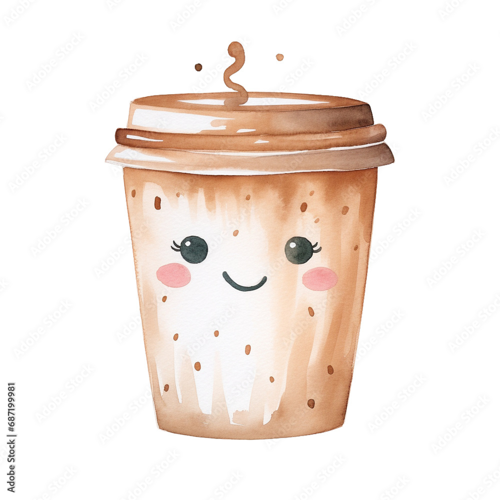 cup of coffee watercolor illustration with transparent background ...