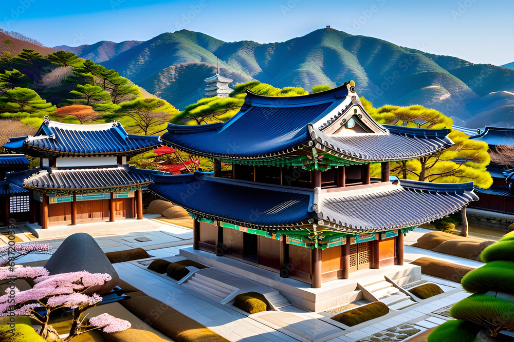 Nestled against a backdrop of rolling hills, the unique architecture of ...