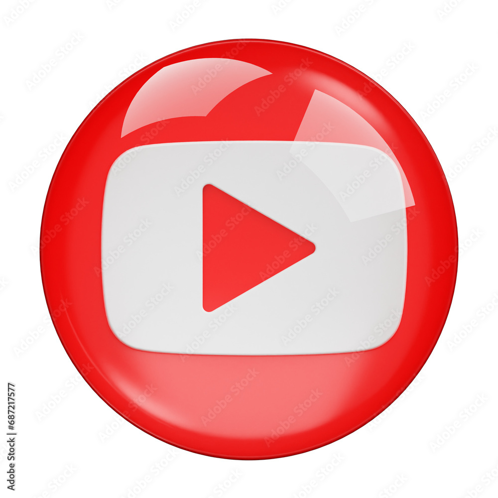 YouTube Social media icon 3d rendered PNG file with transparent ...