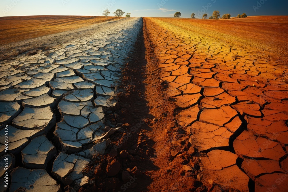 A barren wasteland, a testament to the merciless drought, where the ...