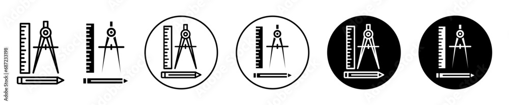 Geometry icon. architect or civil engineering student draft drawing or ...
