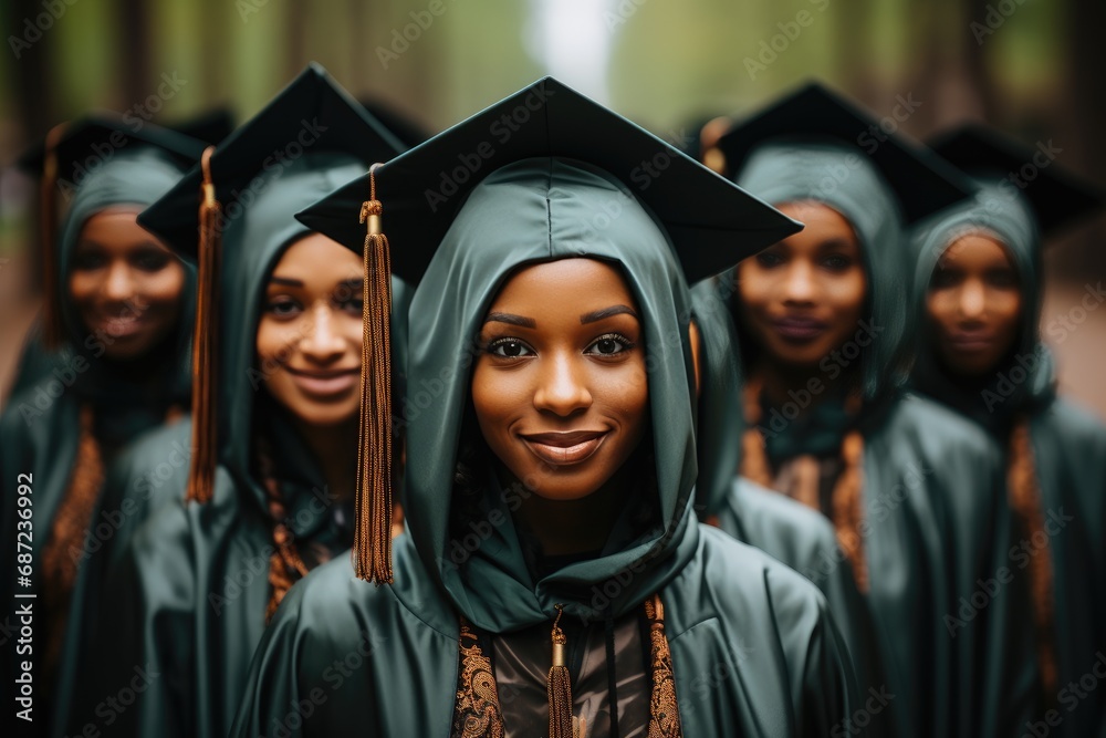 Beaming with pride, a group of accomplished women donning academic ...