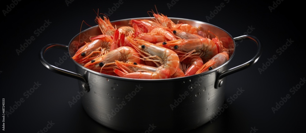 Well arranged bucket of seafood for dining Copy space image Place for ...