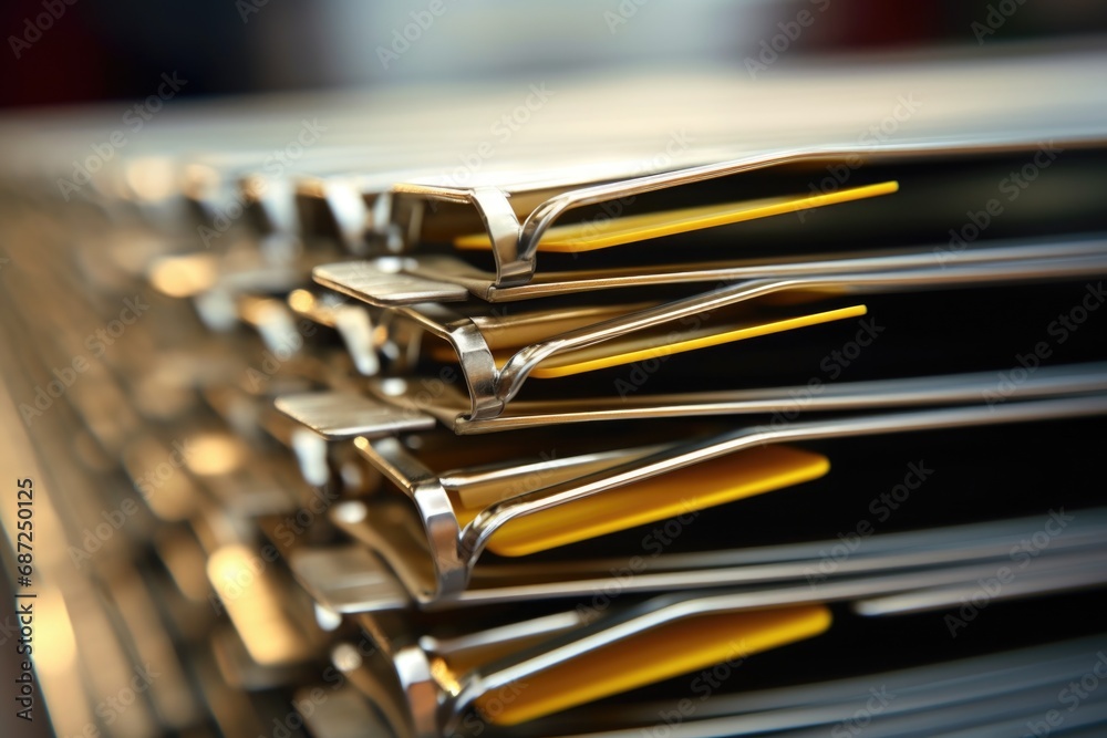 A stack of folders neatly organized on top of each other. Can be used ...