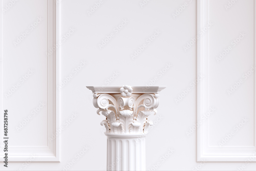 Ancient column pedestal isolated museum piece background, Classical ...