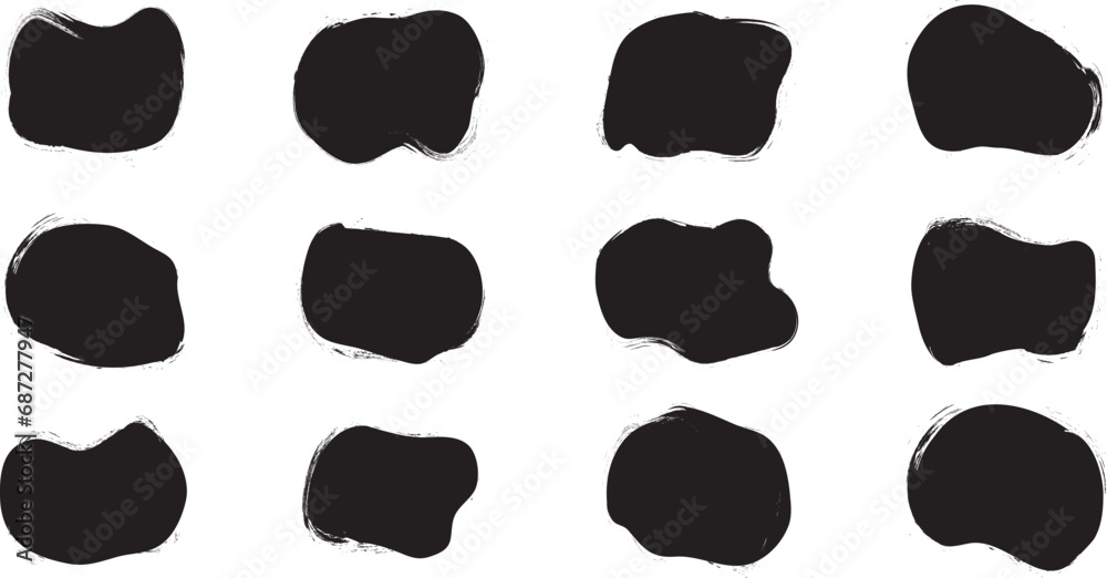Charcoal sketch frame, organic shapes, paint brush banner, chalk grunge ...