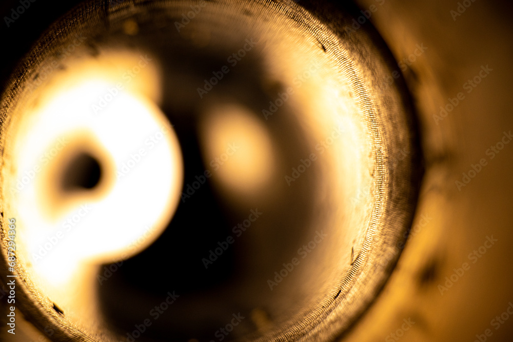 Flashlight light in an empty used anti-tank grenade launcher as a ...