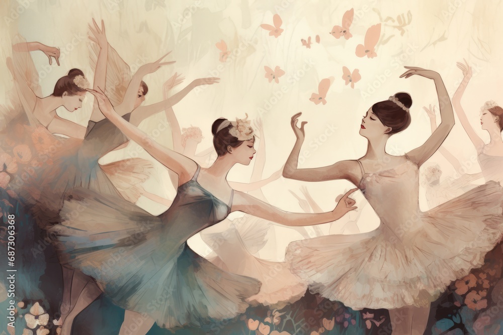 Ballet dancers gracefully perform a dance, showcasing exquisite ...