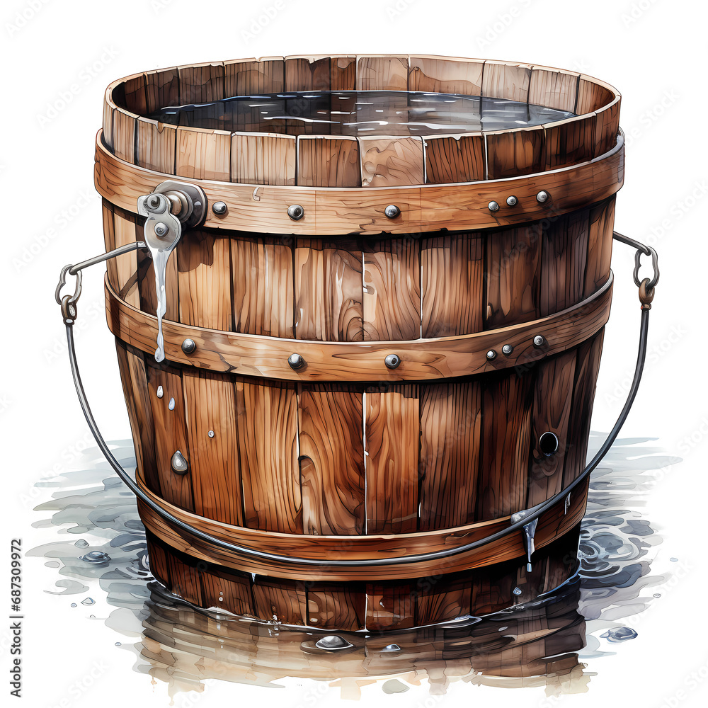 Watercolor Water Bucket Clipart Icon Stock Illustration | Adobe Stock