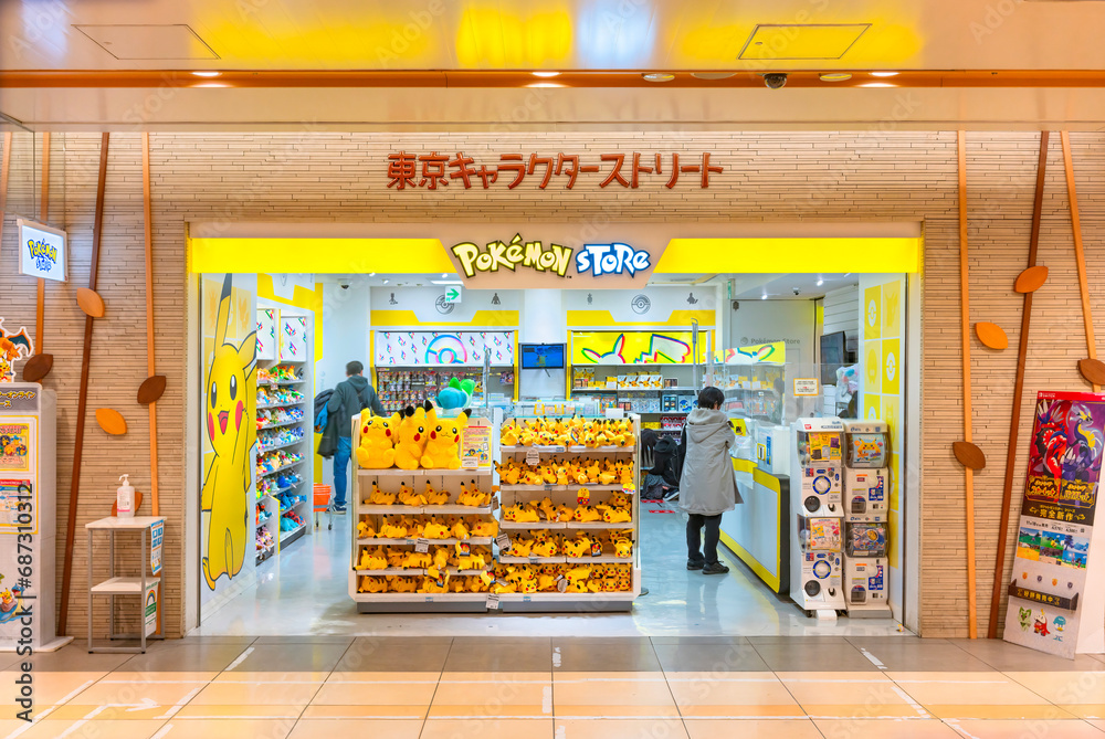 tokyo, harajuku - nov 28 2023: Japanese Pokemon store with shelves full ...