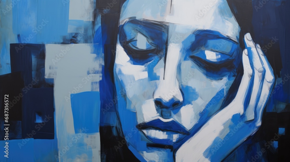 Blue color upset portrait background. Blue Monday, Mental health ...