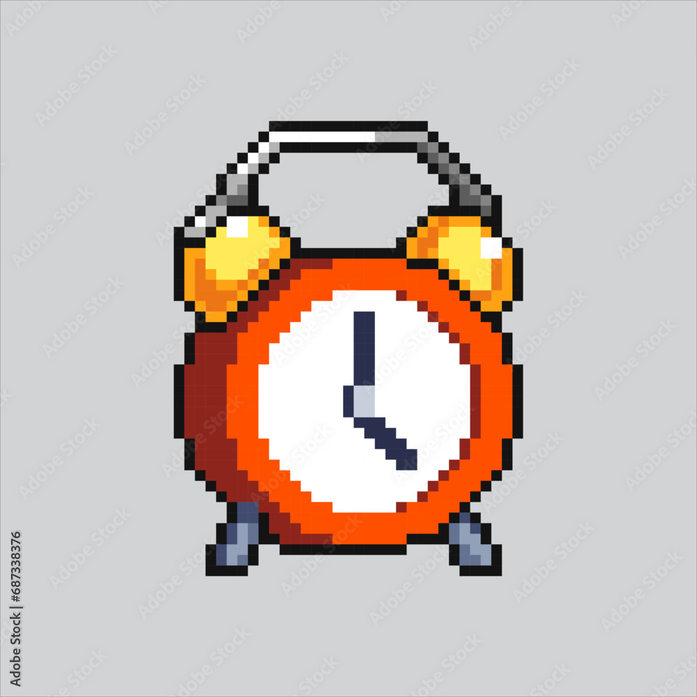 Pixel art illustration Alarm. Pixelated Alarm. Table Alarm clock ...