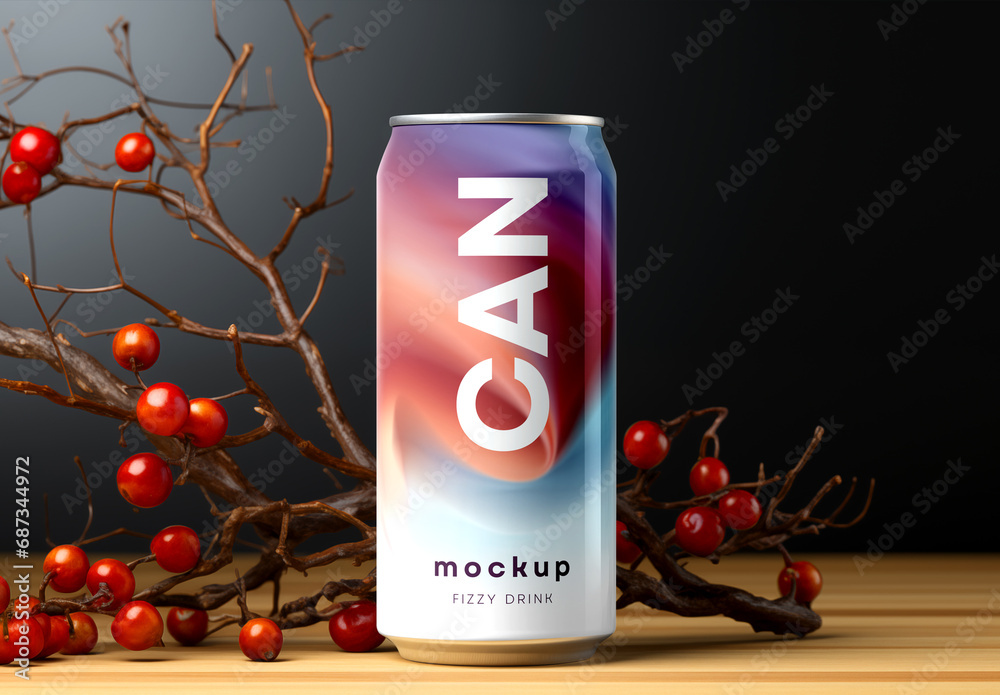 Fizzy Packaging Can Mockup Design Generated with AI Stock Template ...