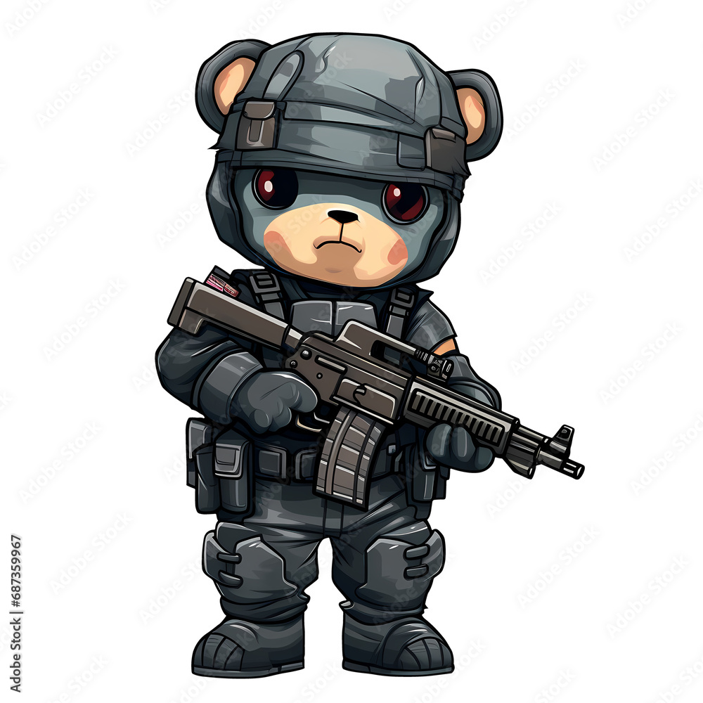 Cute Teddy Bear Police Commando Clipart Illustration Stock Illustration ...