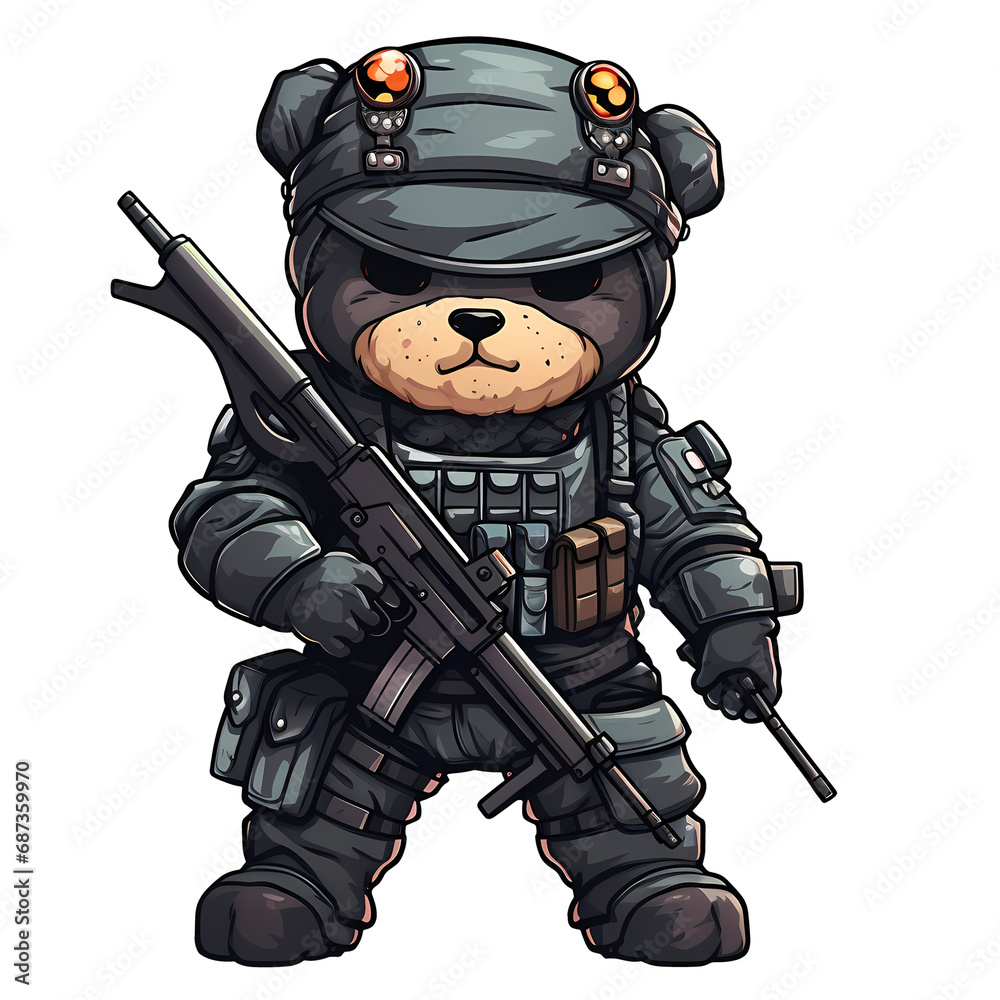 ภาพประกอบสต็อก Cute Teddy Bear Police Commando Clipart Illustration ภาพ ...