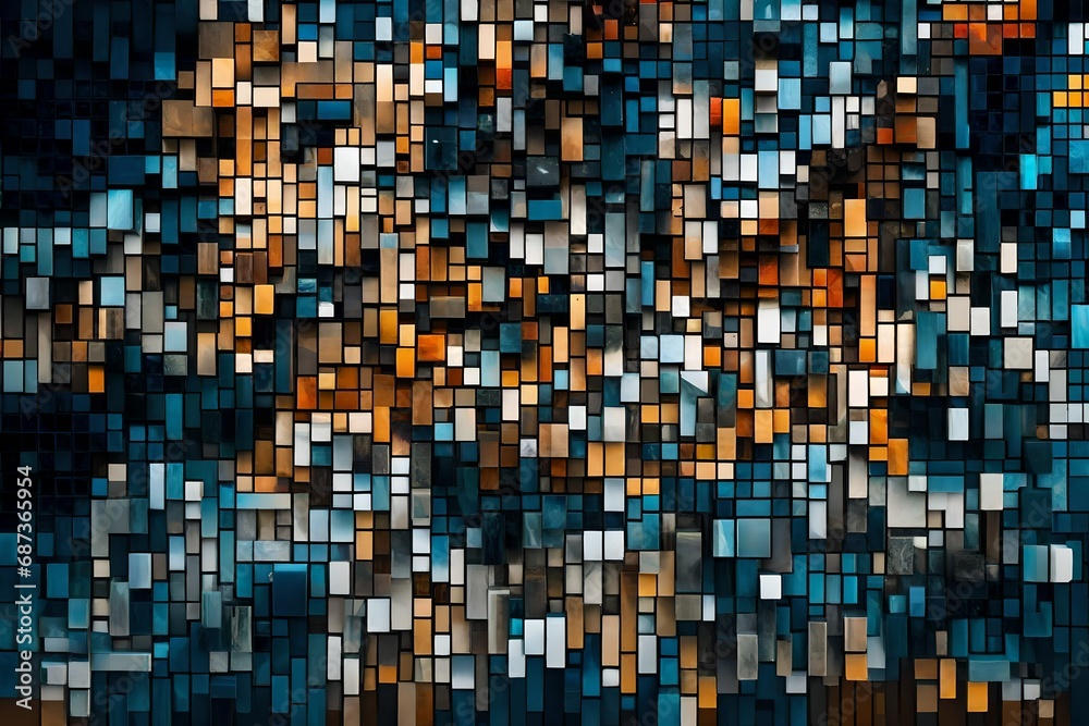 Pixelated fragments of reality deconstructing into a digital mosaic ...