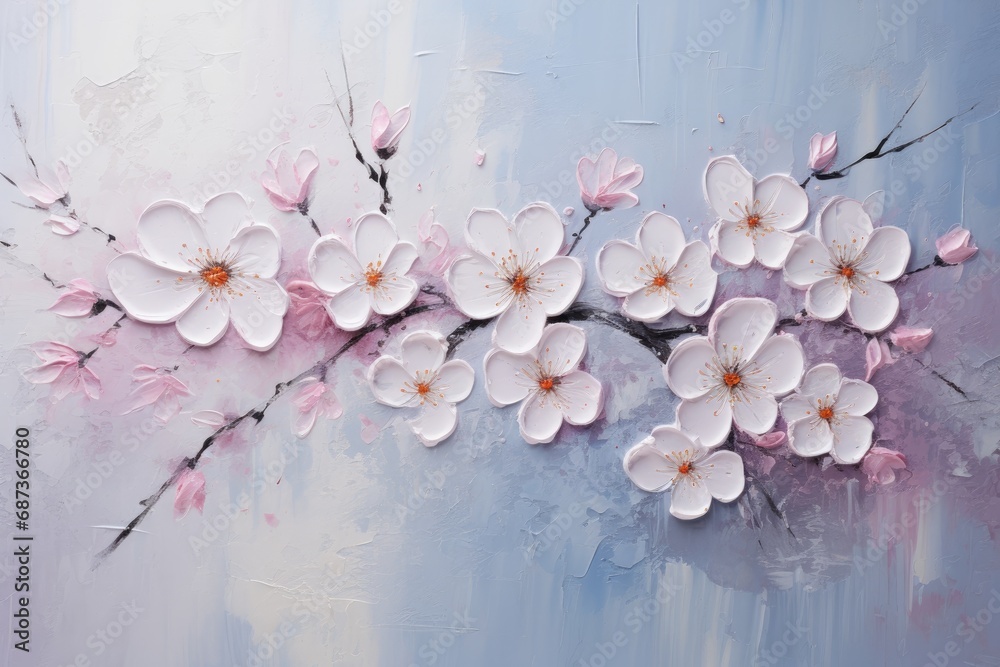 palette knife textured painting sakura Japanese cherry tree Sakura ...