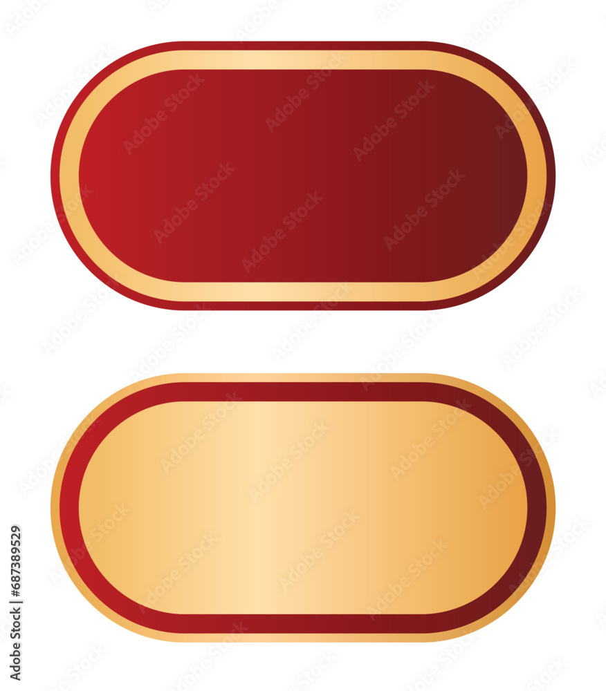 Golden red round corner rectangular border banner text box header ...