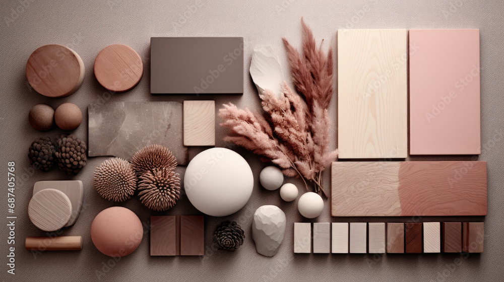 Earthy Toned Color Palette with Wooden and Ceramic Textures Stock Photo ...