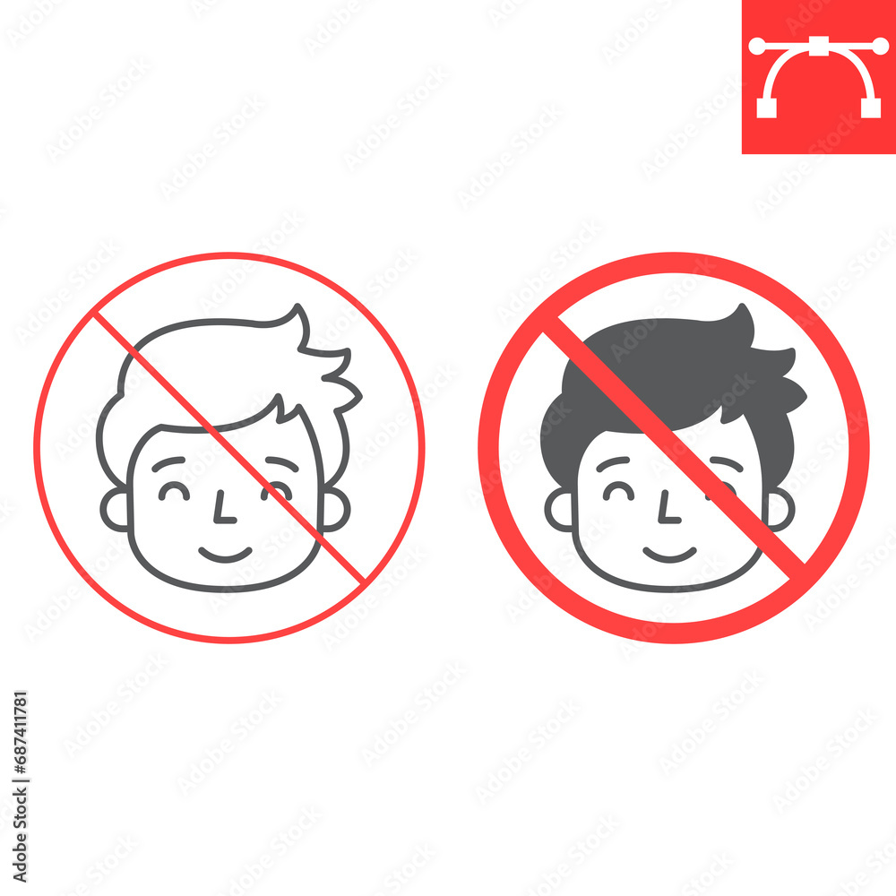 Vetor de No children line and glyph icon, prohibition and forbidden, no ...