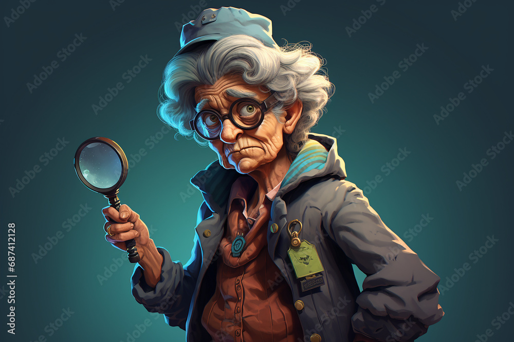 Detective Granny's Animated Pursuits: Old Lady in Exaggerated ...