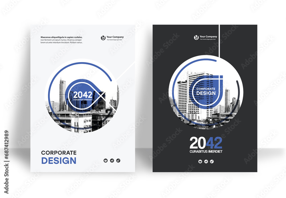 Blue and White Book Cover Layout Stock Template | Adobe Stock