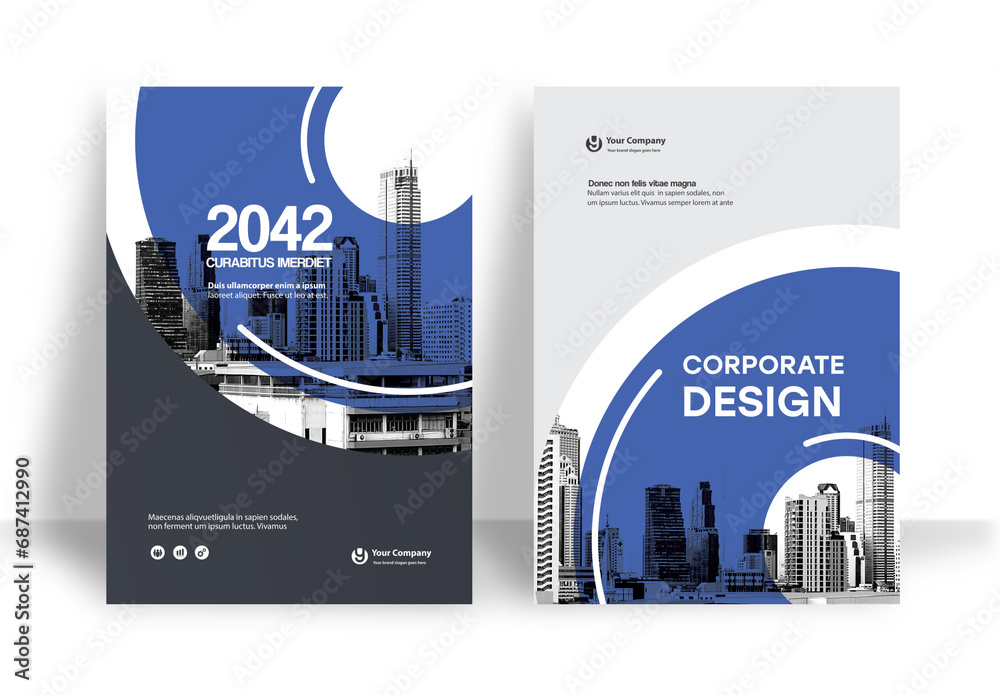 Blue and Black Book Cover Layout Stock Template | Adobe Stock