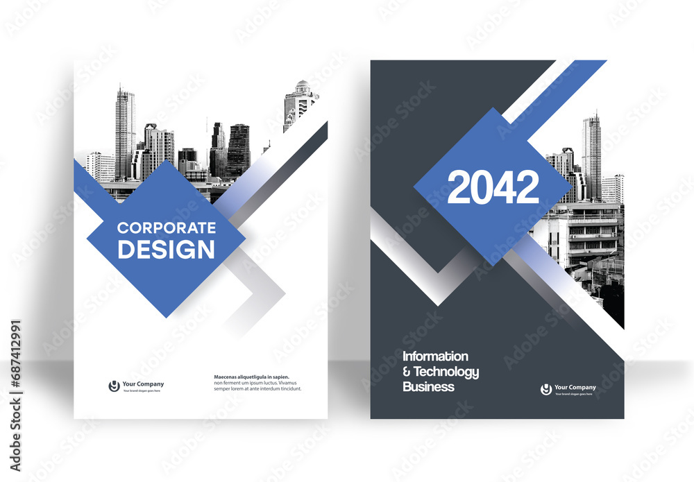 Blue Book Cover Layout Stock Template | Adobe Stock