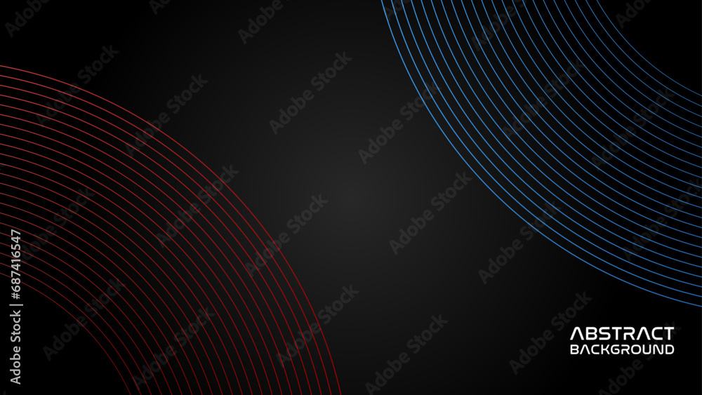 Abstract blue and red circle line vector on dark background. Modern ...
