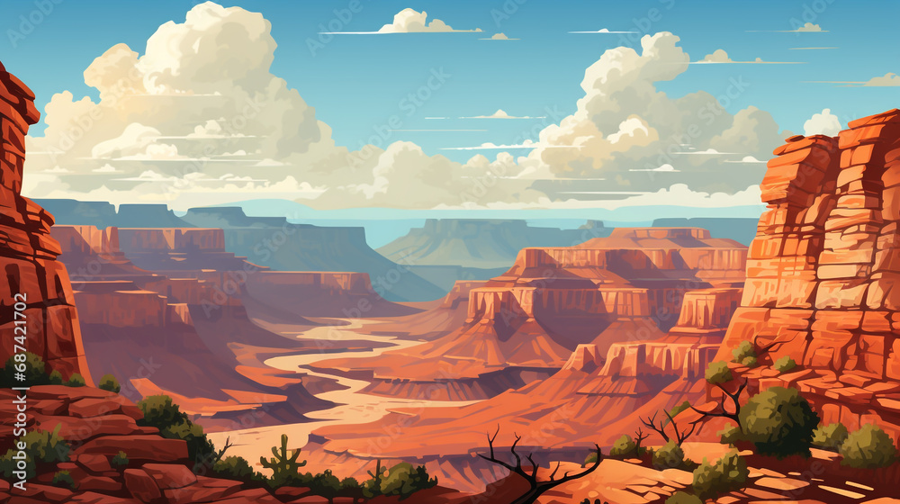 The view of a barren canyon. Canyon formations occur due to water ...