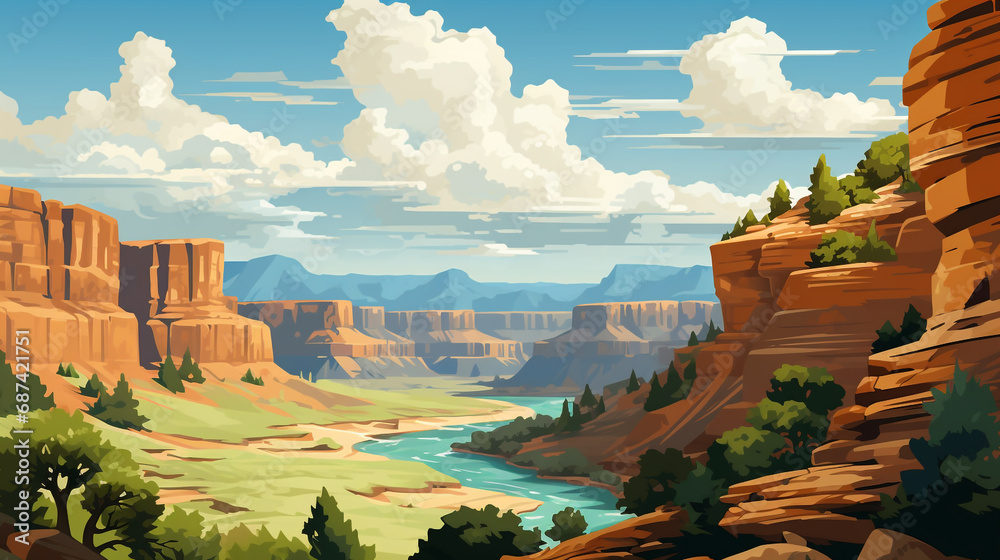 The view of a barren canyon. Canyon formations occur due to water ...