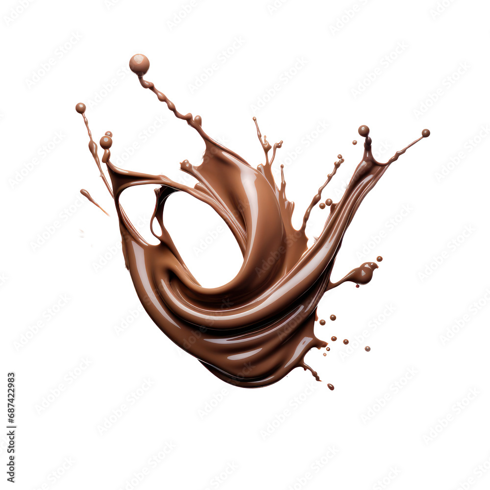 chocolate cream splashing isolated on transparent background ...