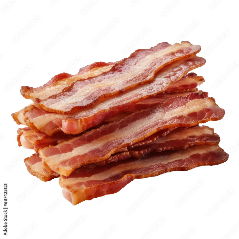 bacons,stack of smoke bacons isolated on transparent background ...