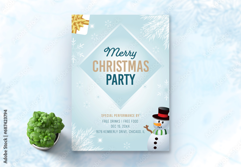Editable Christmas Party Invitation Flyer Stock Template | Adobe Stock