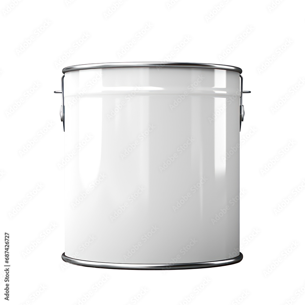 Paint can,white metal bucket isolated on transparent background ...