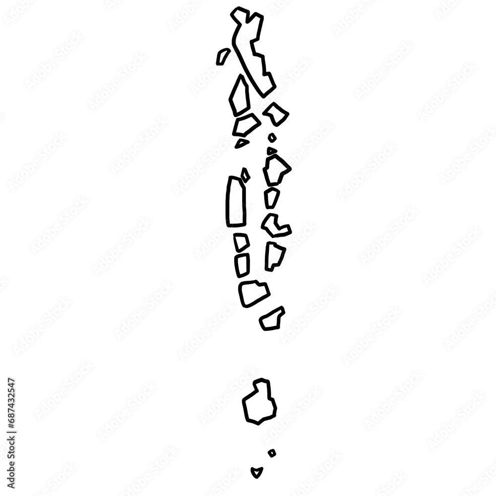 Maldives map outline Stock Illustration | Adobe Stock