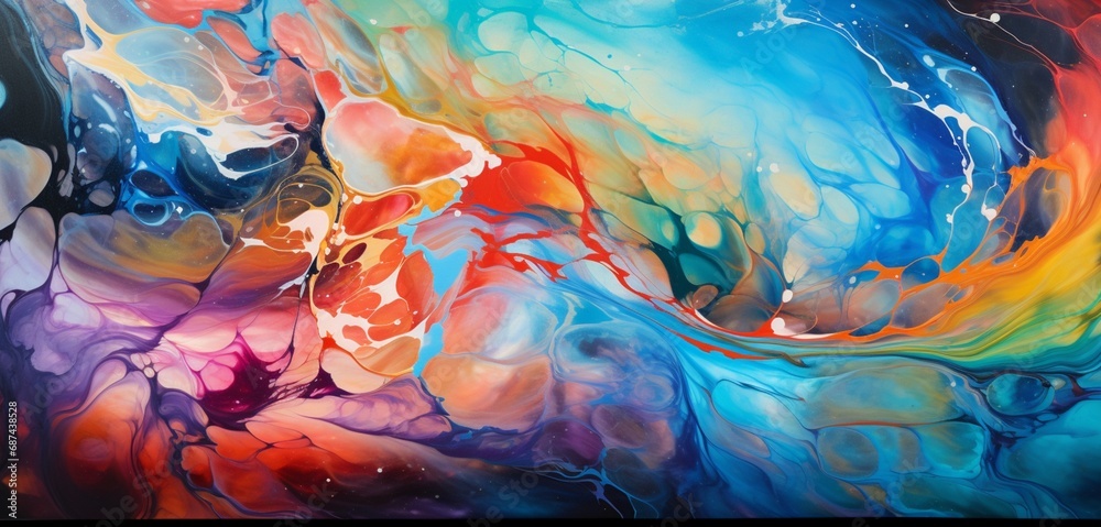 Harmonious blend of vibrant colors in an abstract epoxy wall creation ...