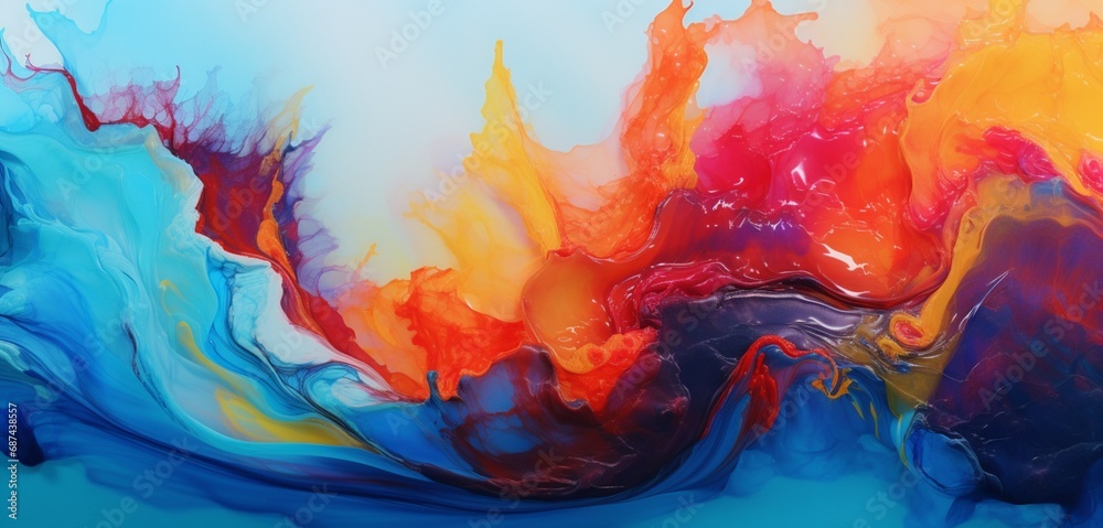 Harmonious blend of vibrant colors in an abstract epoxy wall creation ...