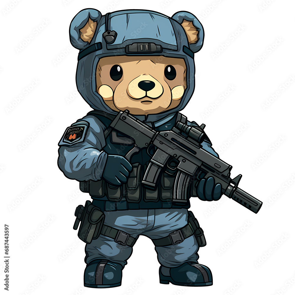 Cute Teddy Bear Police Commando Clipart Illustration Stock Illustration ...