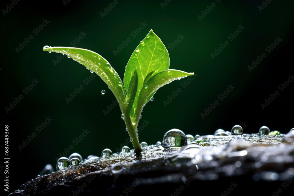 Generative AI illustration of birth of a small plant Stock Illustration ...