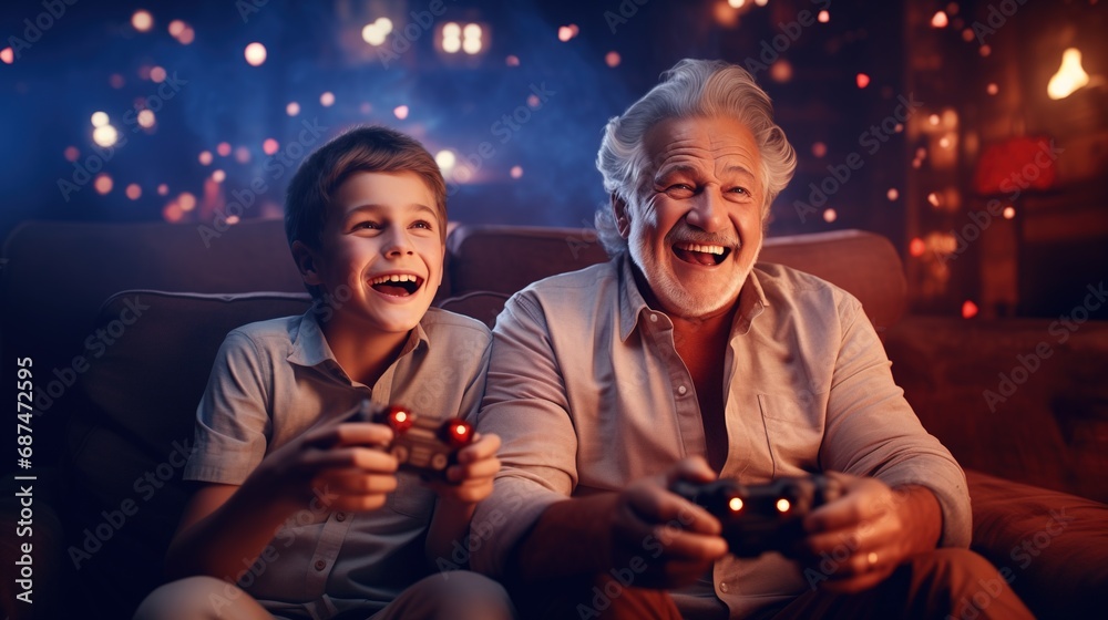 Grandpa and grandson share a heartwarming gaming moment, bonding over ...