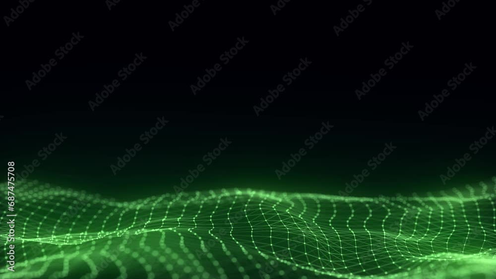Abstract technology wave of particles and lines. Big data visualization ...
