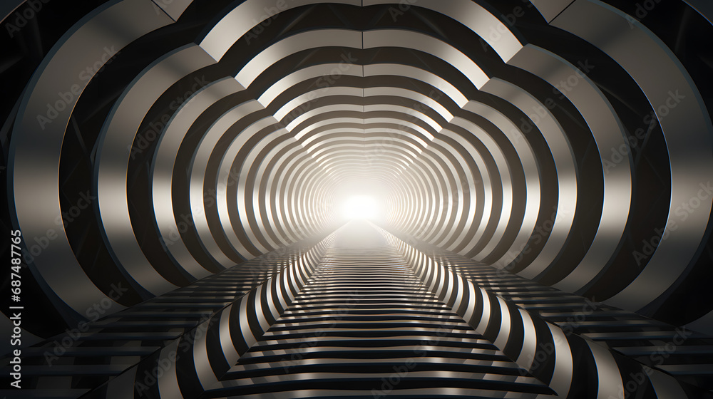 3D illuminated tunnel pattern with vanishing point perspective Stock ...