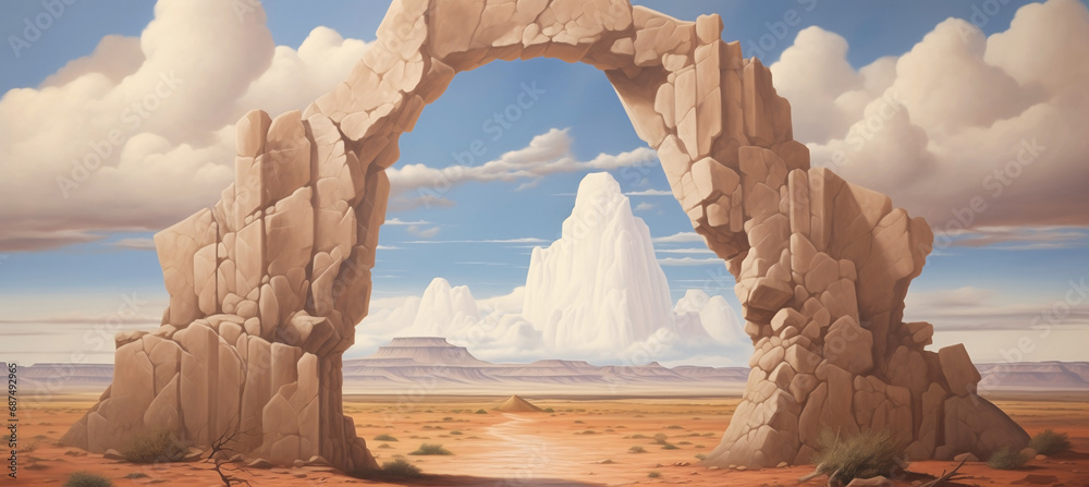 Ancient sandstone portal rift ruins gateway located in a remote part of ...