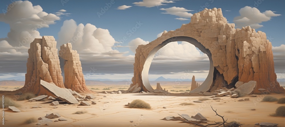 Ancient sandstone portal rift ruins gateway located in a remote part of ...