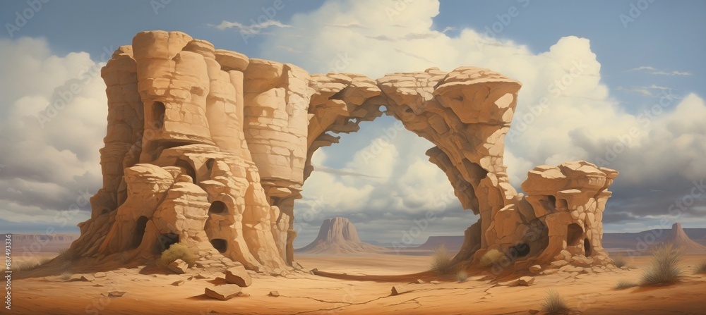 Ancient sandstone portal rift ruins gateway located in a remote part of ...