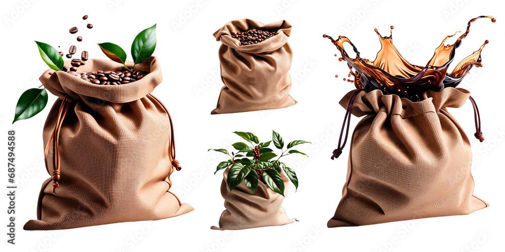 Conjunto de sacos de café - Vários Sacos de cafés de aniagem marrom ...
