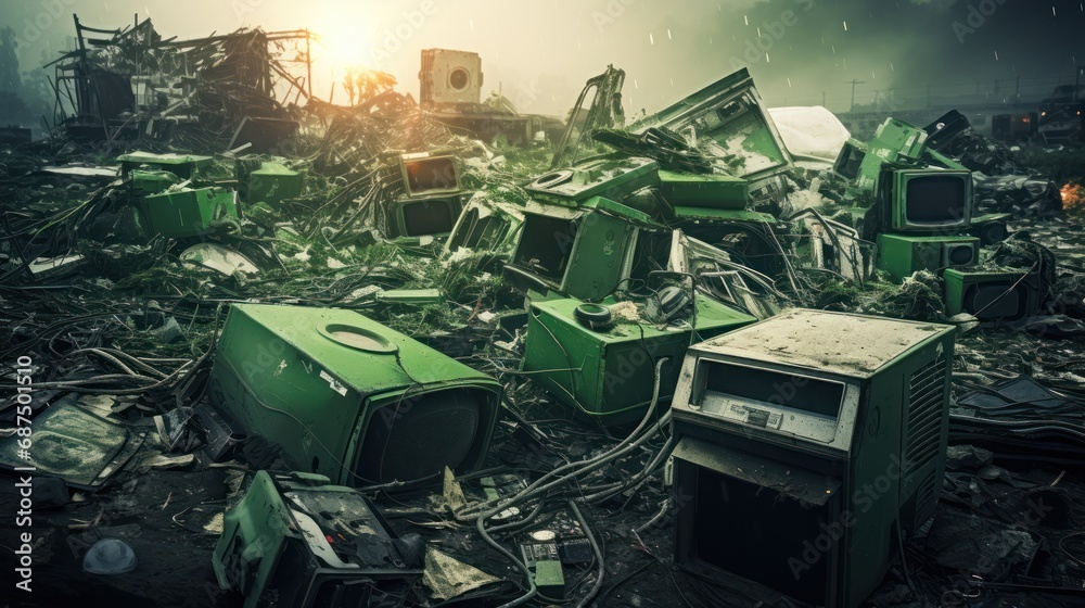 Pile of electronic waste environmental pollution background wallpaper ...