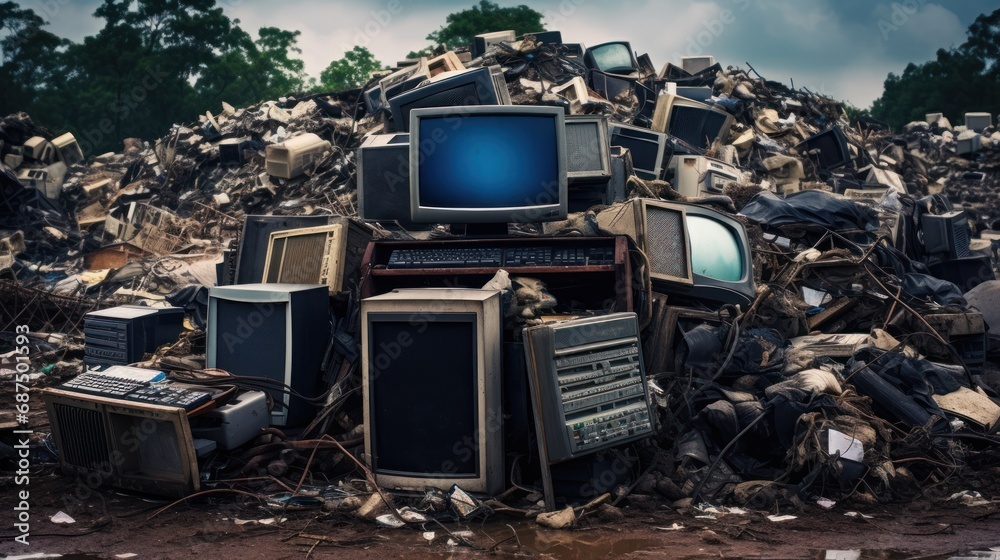 Pile of electronic waste environmental pollution background wallpaper ...